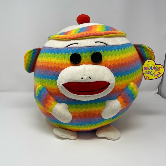 Other | Ty Beanie Ballz Large Colorful Rainbow Monkey Beanbag Plush ...